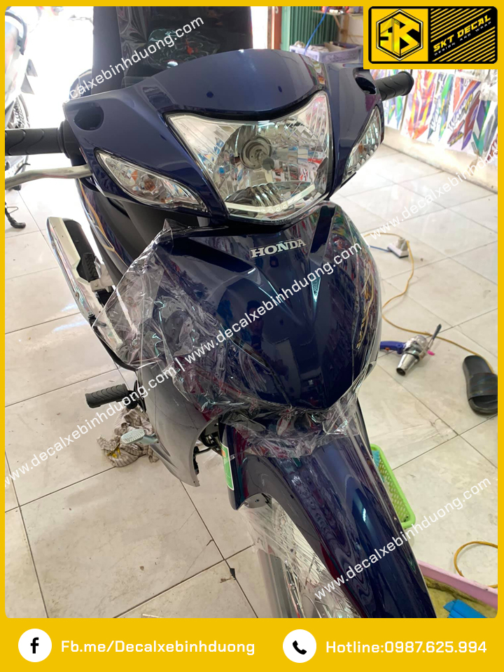 Dán keo xe wave alpha 2021 xanh đen | Dan keo xe wave alpha 2021 xanh den